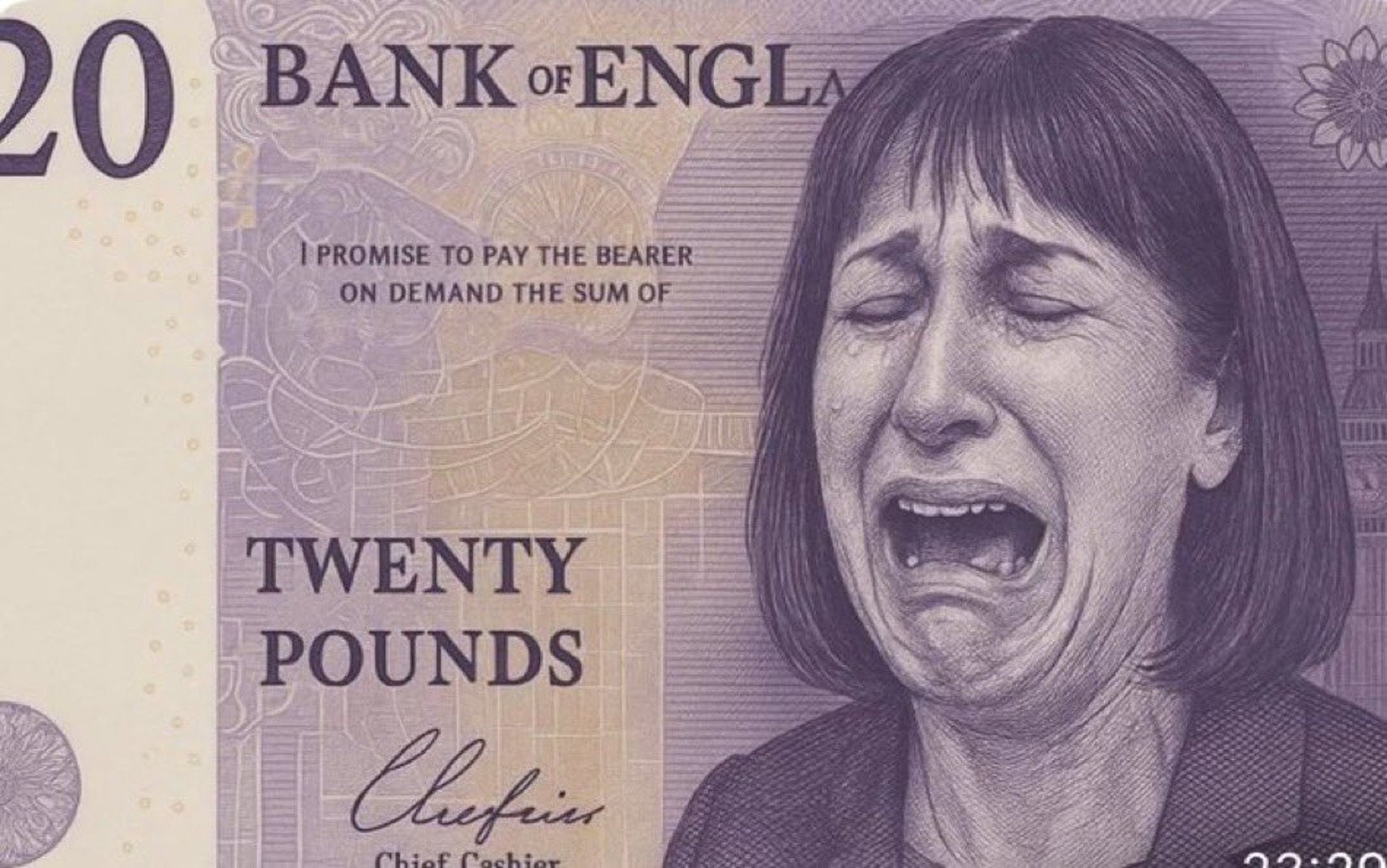 Royal Mint leaks Reeves ‘Tears of a Clown’ limited edition £20 Note ...